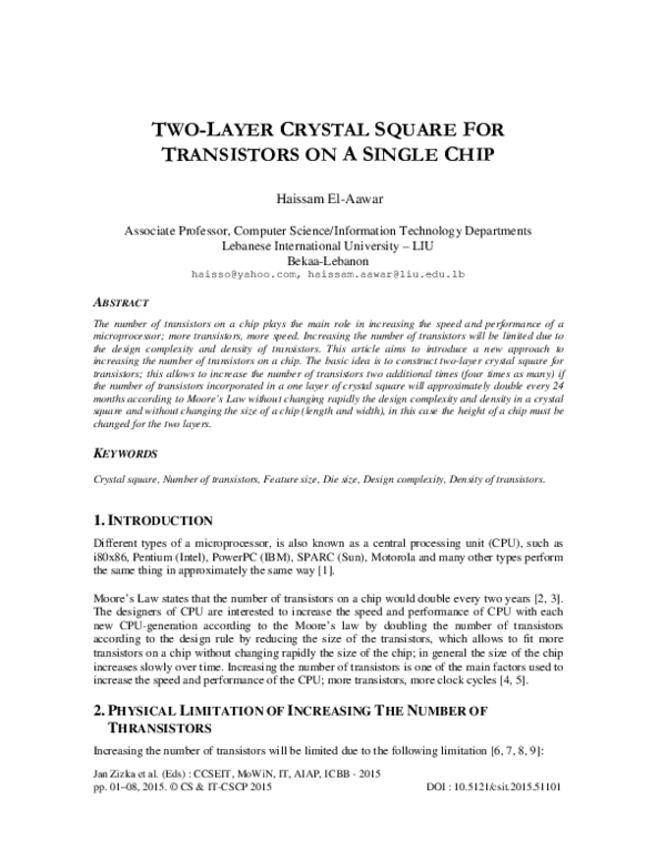 (PDF) Two-Layer Crystal Square for Transistors on a Single Chip