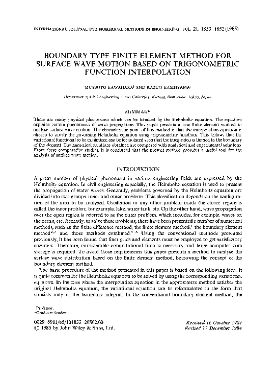 (PDF) Boundary type finite element method for surface wave motion based on trigonometric ...