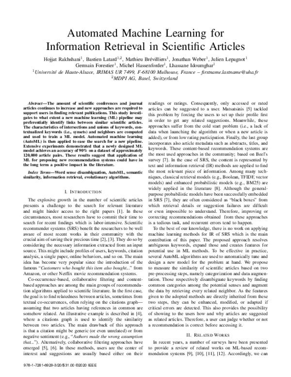 (PDF) Automated Machine Learning for Information Retrieval in ...