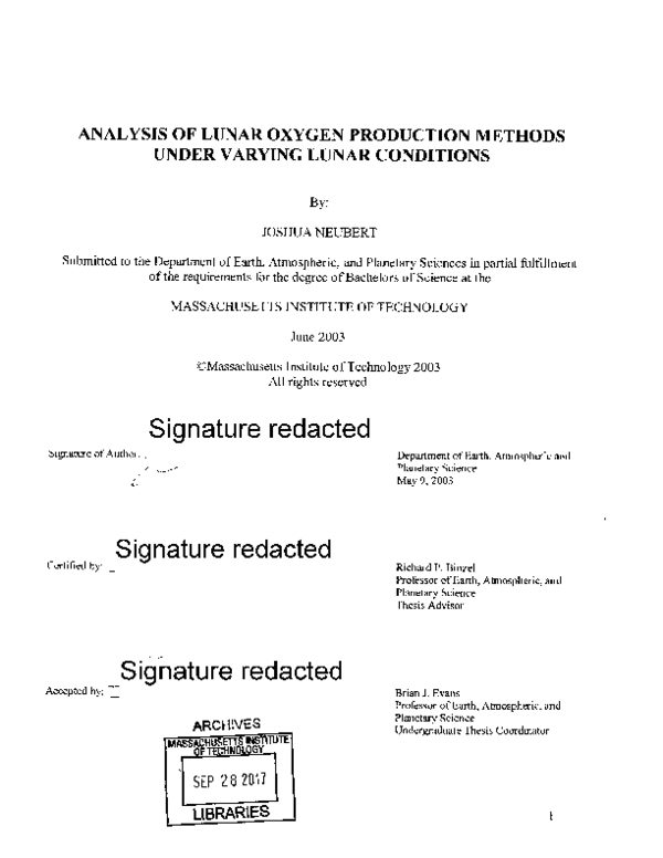 (PDF) Analysis of lunar oxygen production methods under varying lunar ...