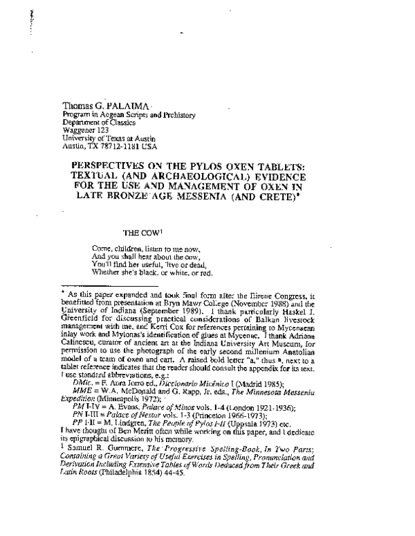 (PDF) Perspectives on the Pylos Oxen Tablets: Textual (and ...