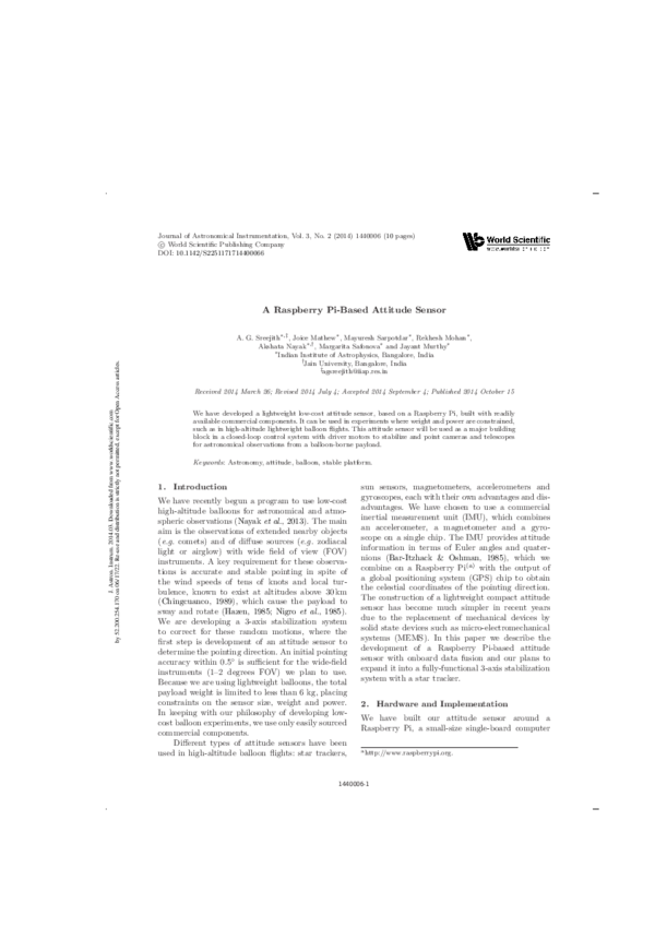 Pdf A Raspberry Pi Based Attitude Sensor