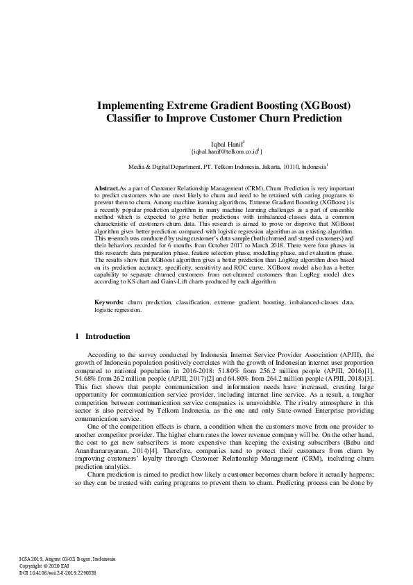 Pdf Implementing Extreme Gradient Boosting Xgboost Classifier To
