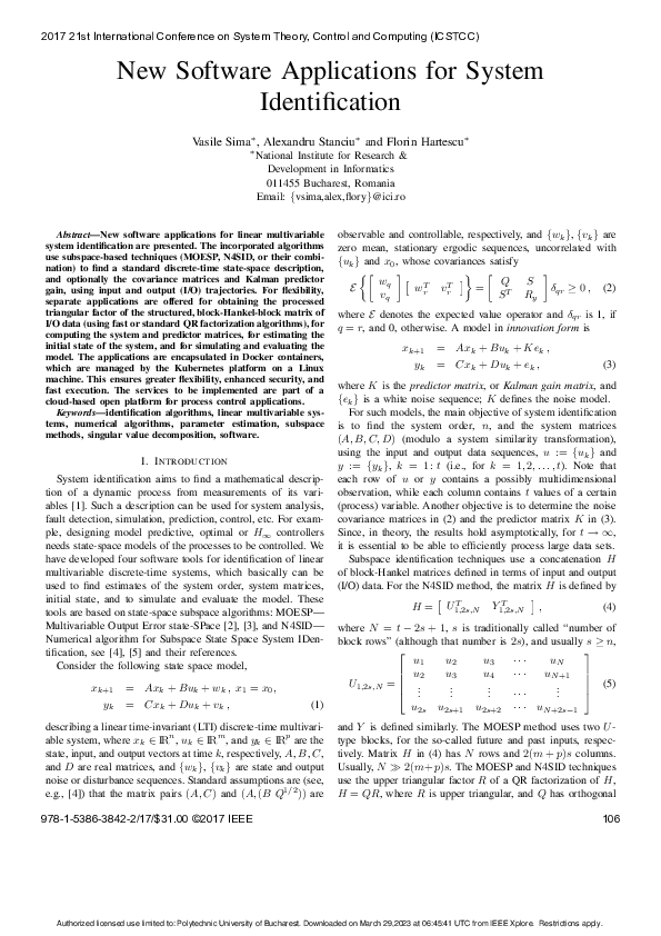 (PDF) New software applications for system identification