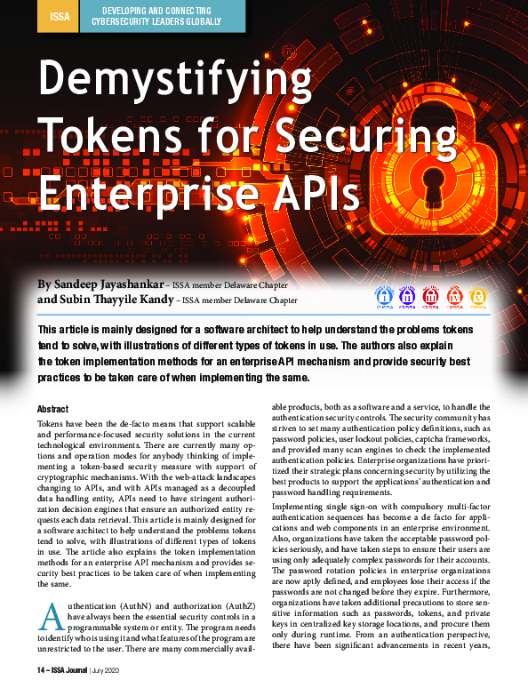 (PDF) Demystifying Tokens for Securing Enterprise APIs Demystifying ...