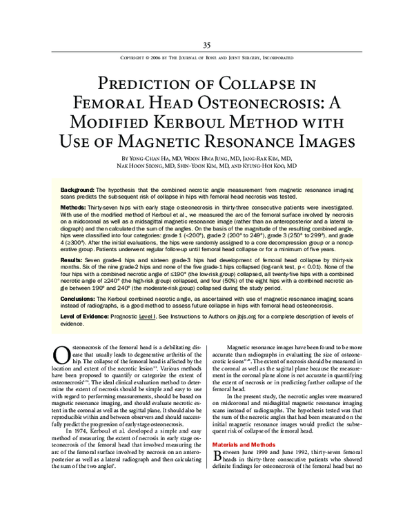 (PDF) Prediction of Collapse in Femoral Head Osteonecrosis: A Modified ...