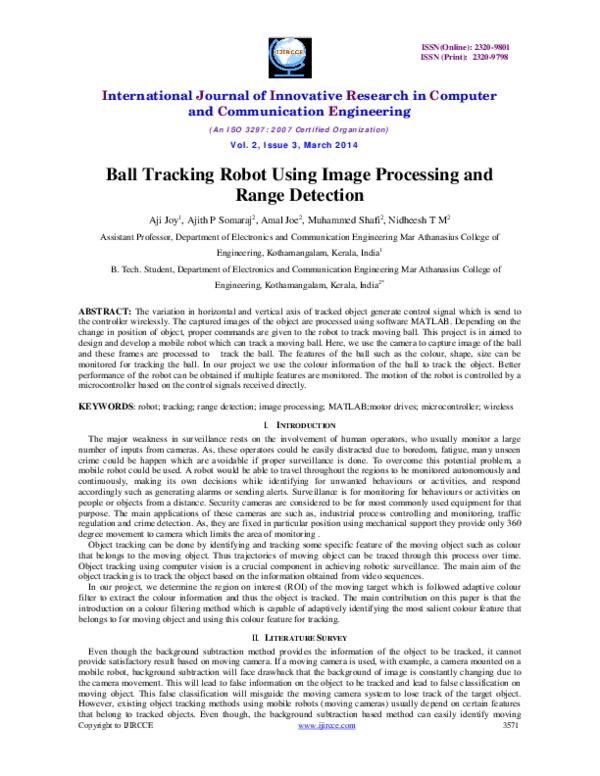 Pdf Ball Tracking Robot Using Image Processing Andrange Detection