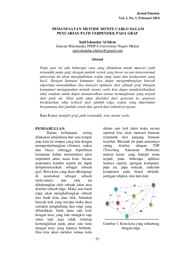 (PDF) Pemanfaatan Metode Monte Carlo Dalam Pencarian Path Terpendek ...