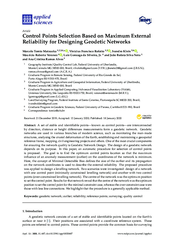(PDF) Control Points Selection based on Maximum External Reliability ...
