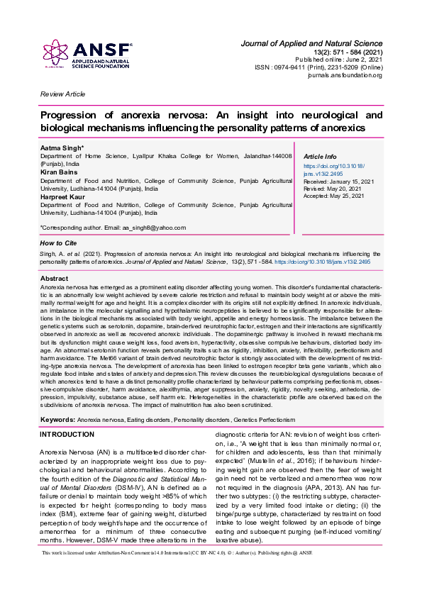 (PDF) Progression of anorexia nervosa: An insight into neurological and ...