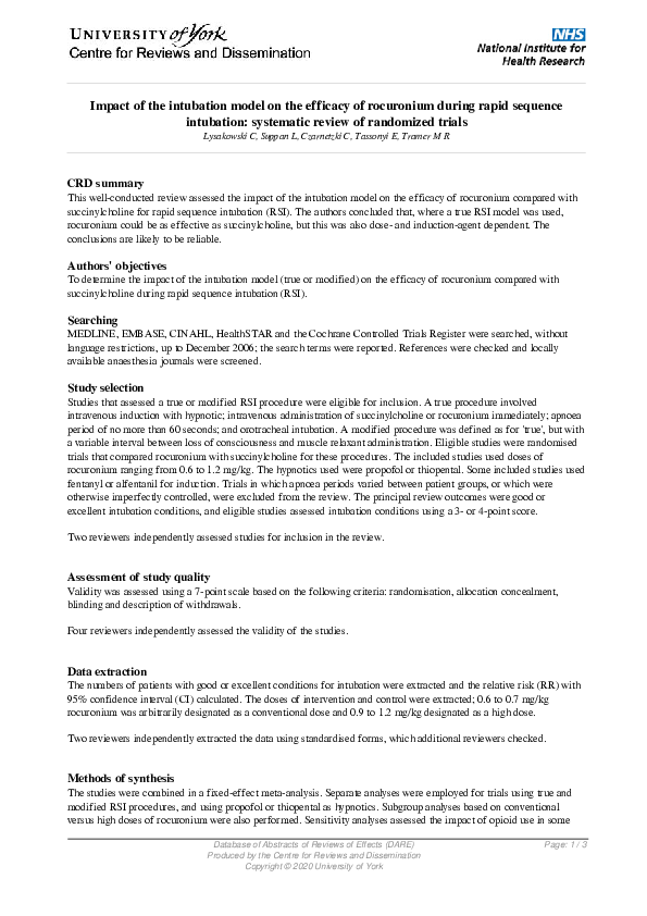 (PDF) Impact of the intubation model on the efficacy of rocuronium ...