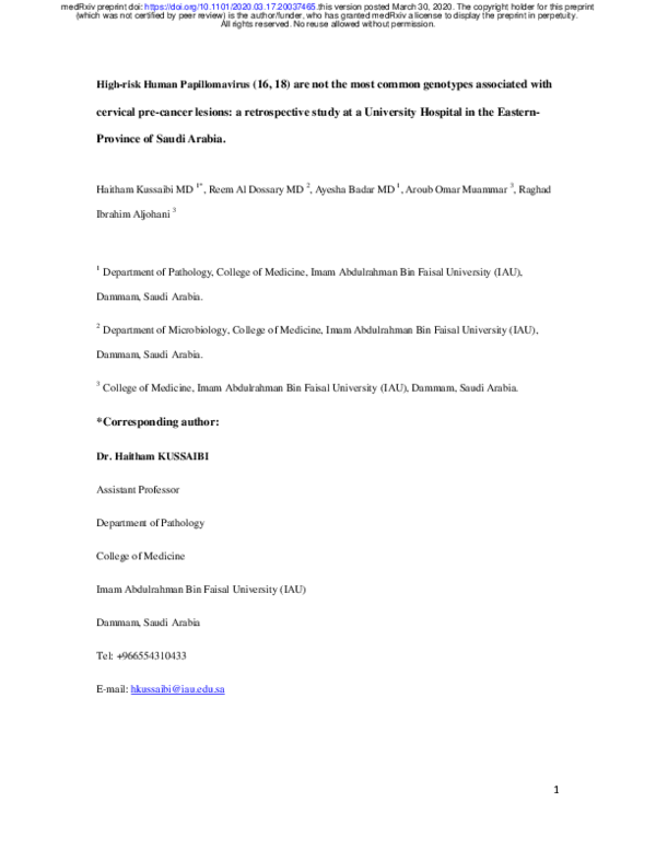 (PDF) Correlation of High-Risk HPV Genotypes with Pap Test Findings: A ...