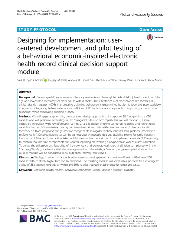 (PDF) Designing for implementation: user-centered development and pilot ...