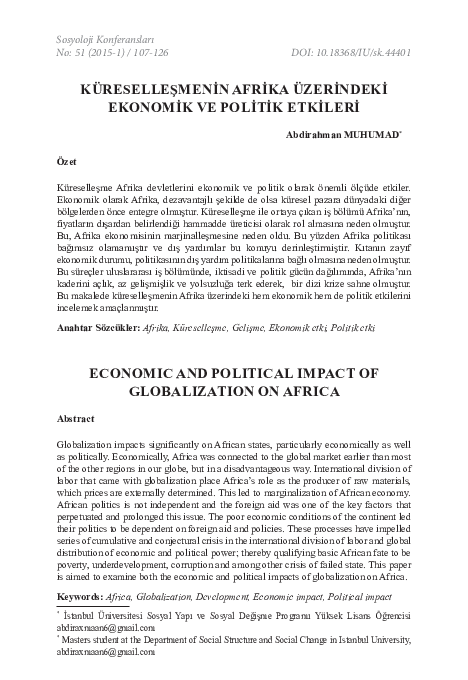 (PDF) Economic and Political Impact of Globalization on Africa