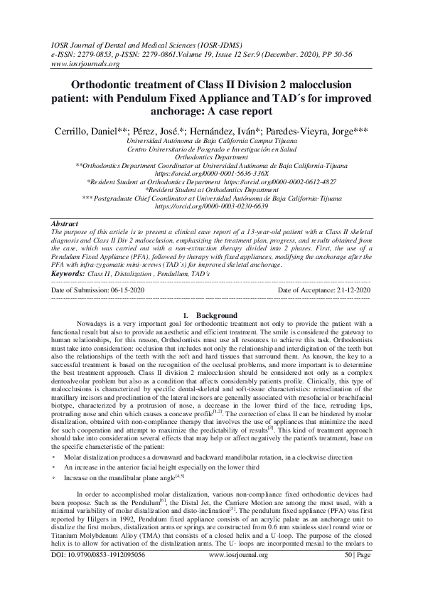 (PDF) Orthodontic treatment of Class II Division 2 malocclusion patient ...