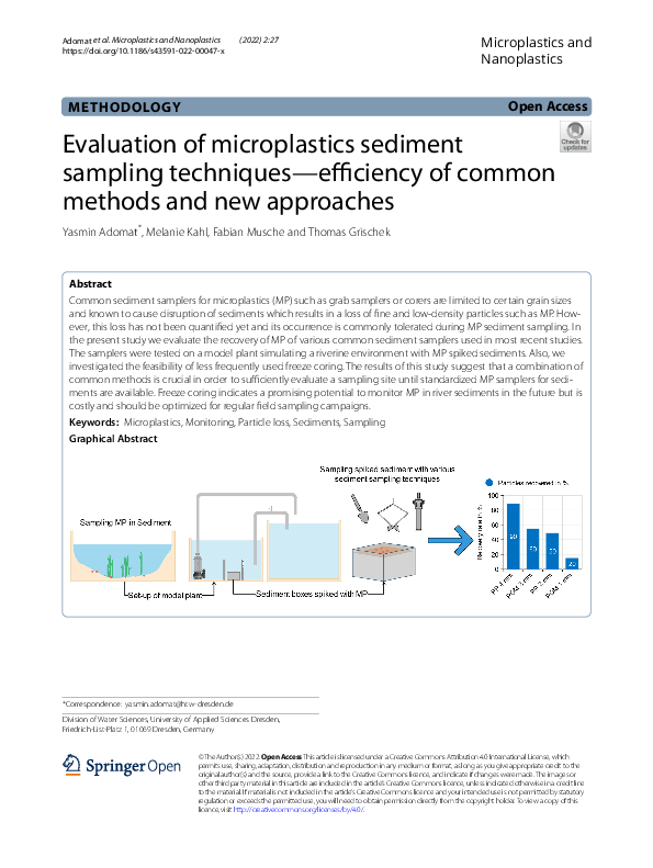 Pdf Evaluation Of Microplastics Sediment Sampling Techniques