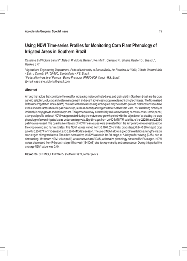 (PDF) Using NDVI Time-series Profiles for Monitoring Corn Plant ...