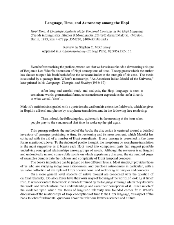 (PDF) Language, Time, and Astronomy among the Hopi