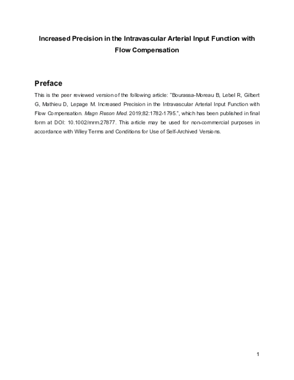 (PDF) Increased precision in the intravascular arterial input function with flow compensation