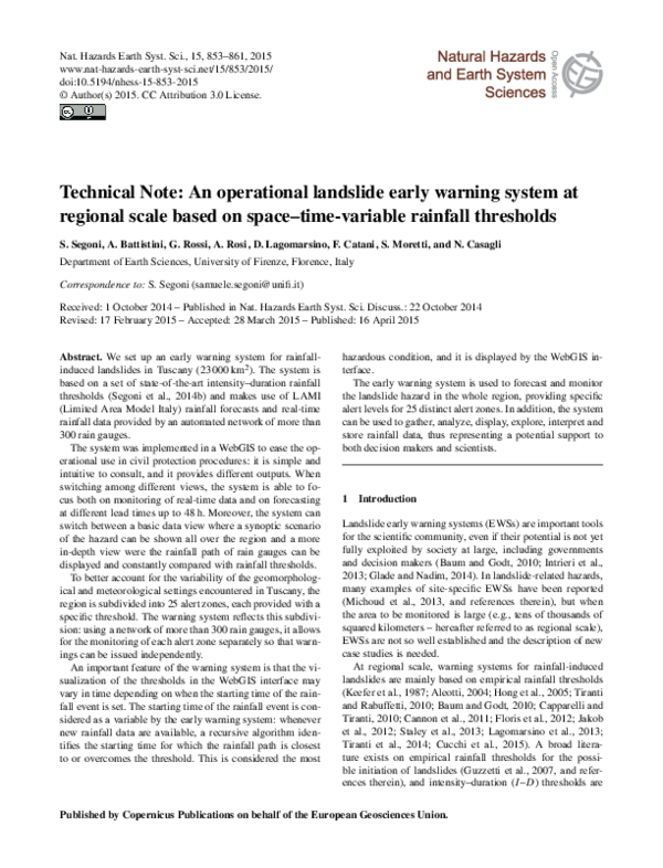 (PDF) Technical Note: An operational landslide early warning system at regional scale based on ...