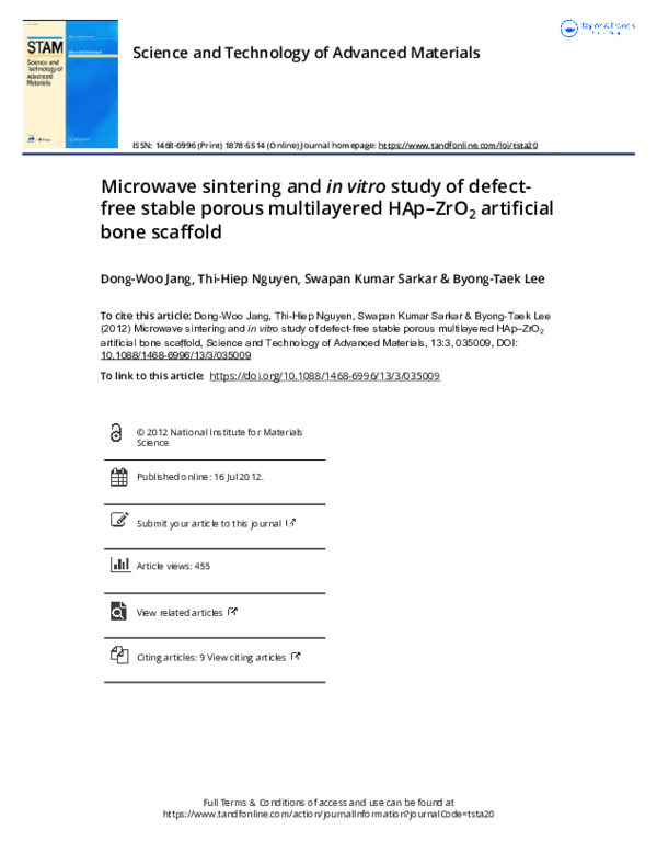 (PDF) Microwave sintering andin vitrostudy of defect-free stable porous multilayered HAp ...
