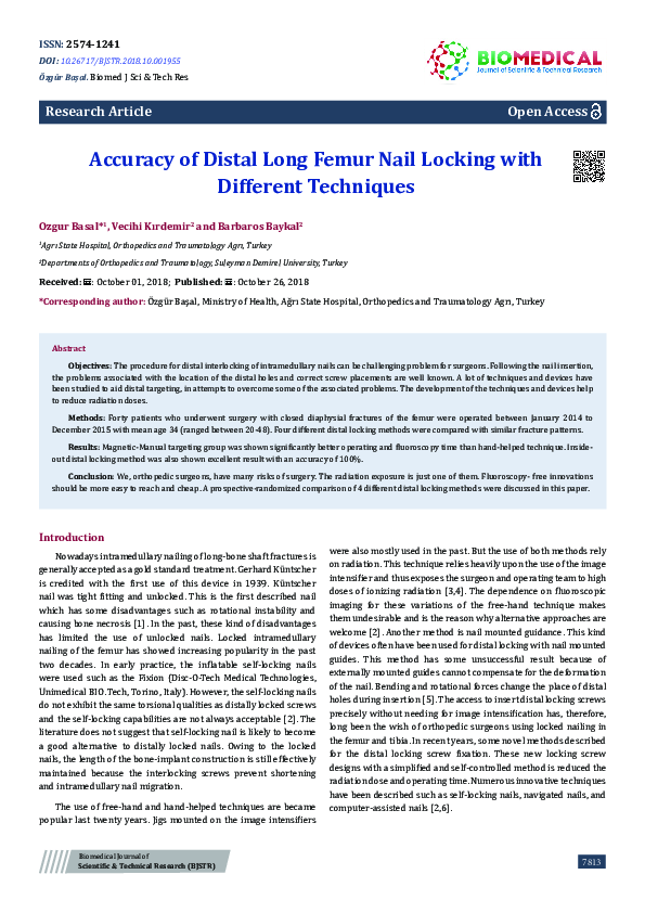 (PDF) Accuracy of Distal Long Femur Nail Locking with Different Techniques