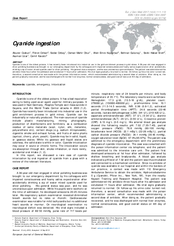 (PDF) Cyanide ingestion