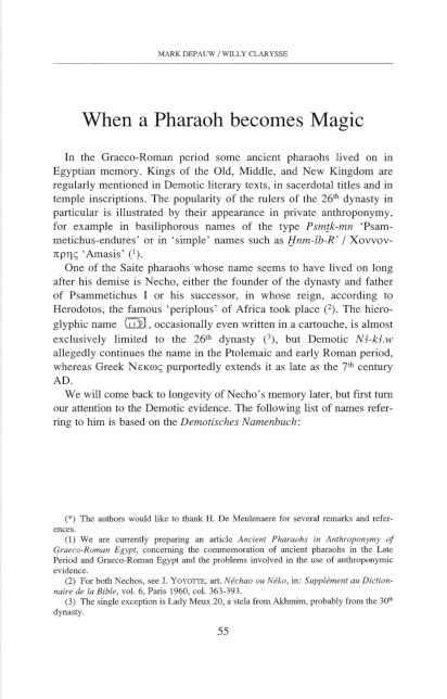 (PDF) When a Pharaoh becomes Magic