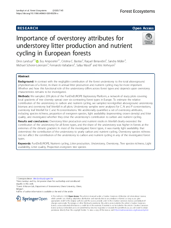 (PDF) Importance of overstorey attributes for understorey litter ...