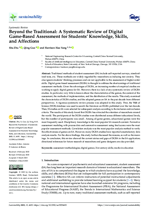 (PDF) Beyond the Traditional: A Systematic Review of Digital Game-Based Assessment for Students ...