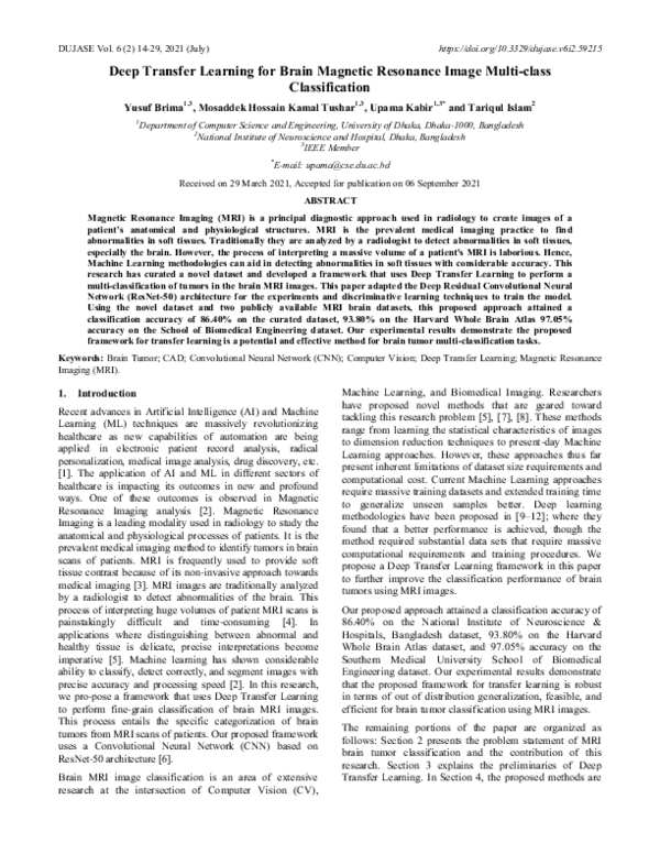 (PDF) Deep Transfer Learning for Brain Magnetic Resonance Image Multi ...