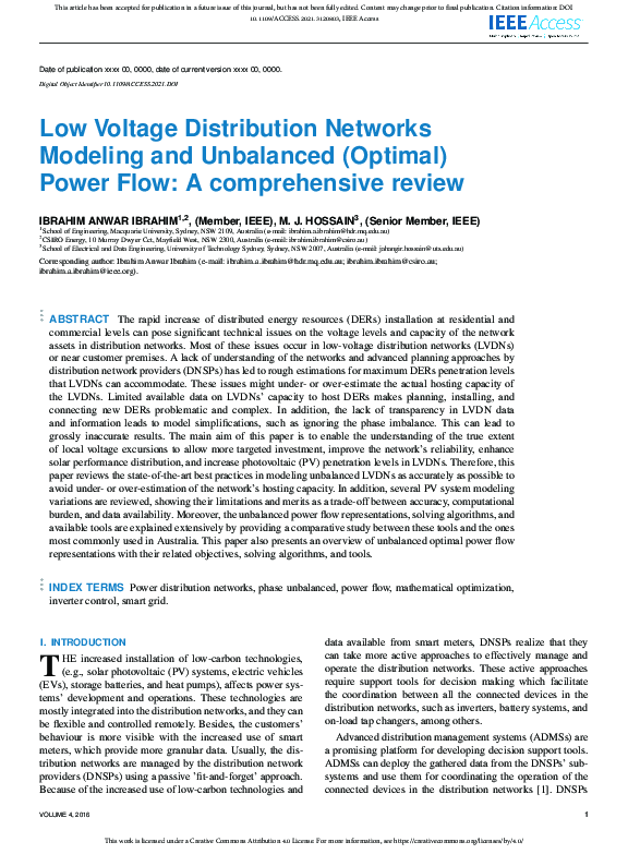 (PDF) Low Voltage Distribution Networks Modeling and Unbalanced (Optimal) Power Flow: A ...