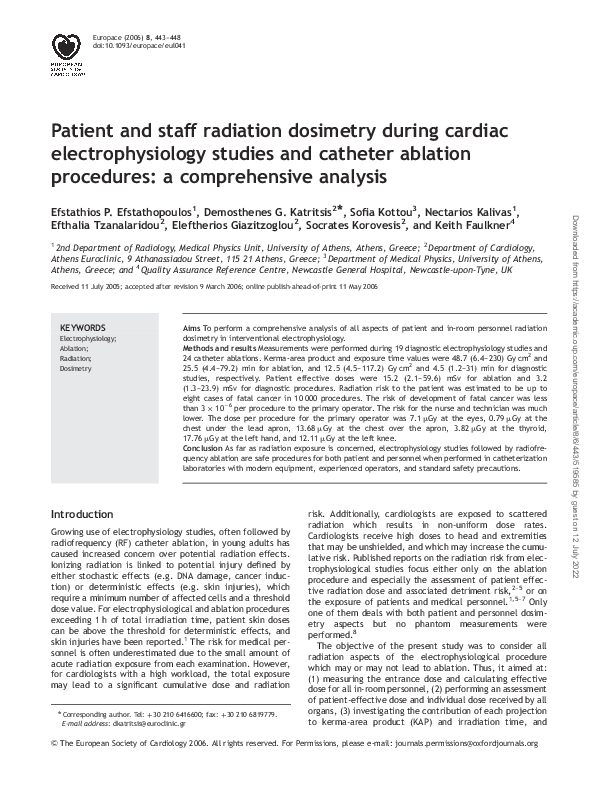 (PDF) Patient and staff radiation dosimetry during cardiac ...