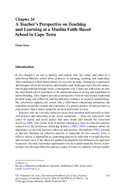 (PDF) A Teacher’s Perspective on Teaching and Learning at a Muslim ...
