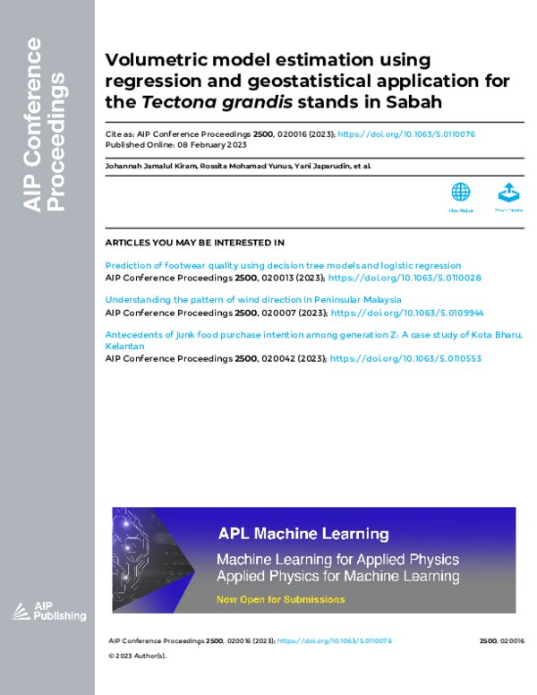 (PDF) Estimating Teak Volume with Geostatistics in Sabah