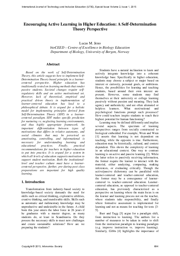 (PDF) Encouraging Active Learning in Higher Education A Self ...