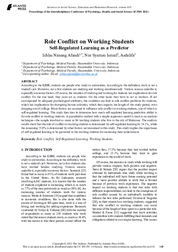 (PDF) Role Conflict on Working Students