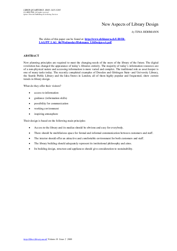 (PDF) New Aspects of Library Design