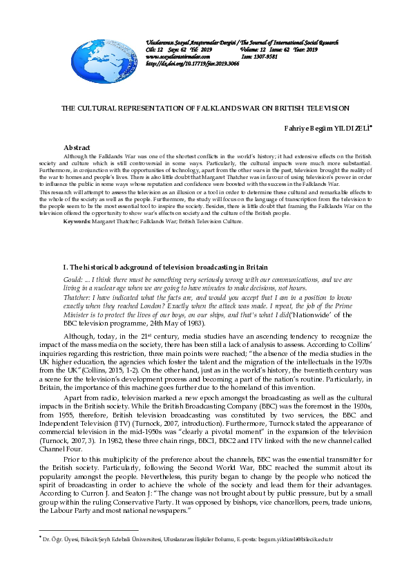 (PDF) The Cultural Representation of Falklands War on British Television
