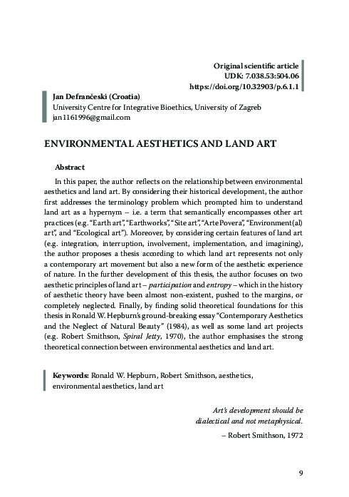 (PDF) Environmental Aesthetics and Land Art