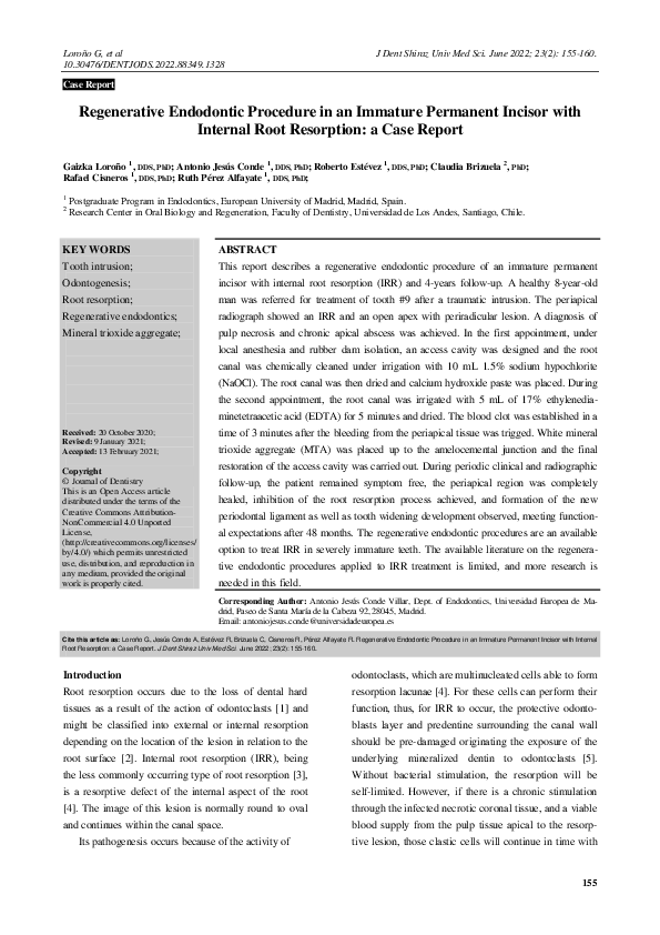 (PDF) Regenerative Endodontic Procedure in an Immature Permanent ...