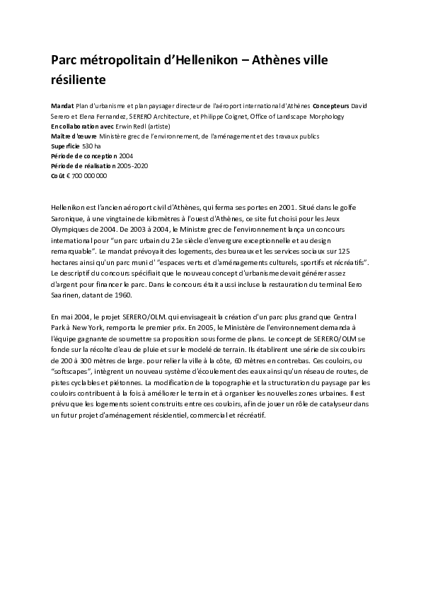 (PDF) Hellenikon Metropolitan Park - Towards a resilient city