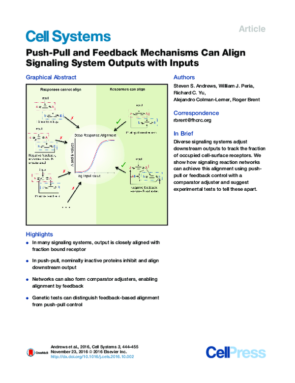 (PDF) Push-Pull and Feedback Mechanisms Can Align Signaling System ...