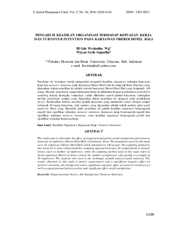 (PDF) Pengaruh Keadilan Organisasi Terhadap Kepuasan Kerja Dan ...