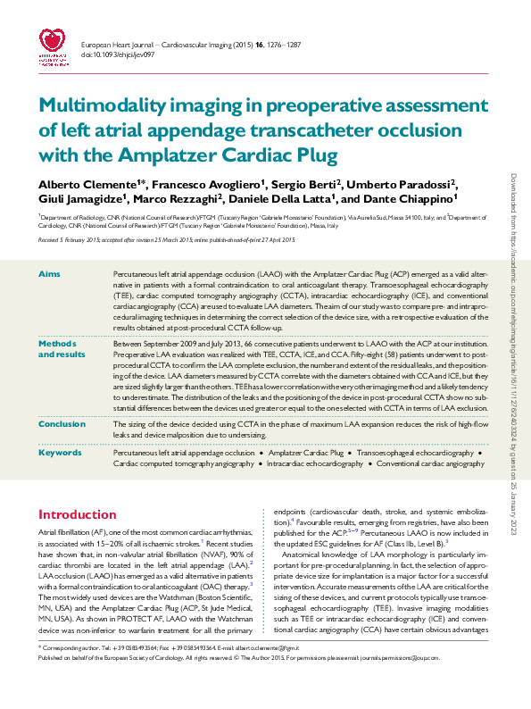 (PDF) Multimodality imaging in preoperative assessment of left atrial ...
