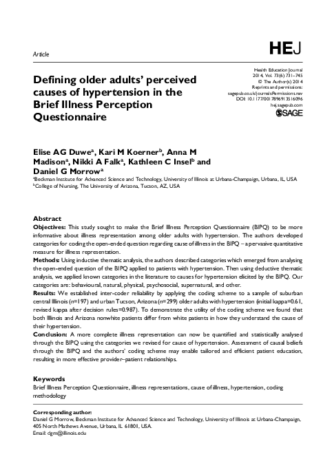 (PDF) Defining older adults’ perceived causes of hypertension in the ...