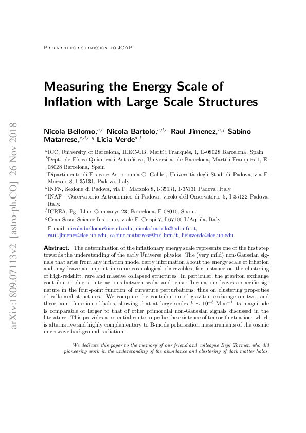 (PDF) Measuring the energy scale of inflation with large scale structures