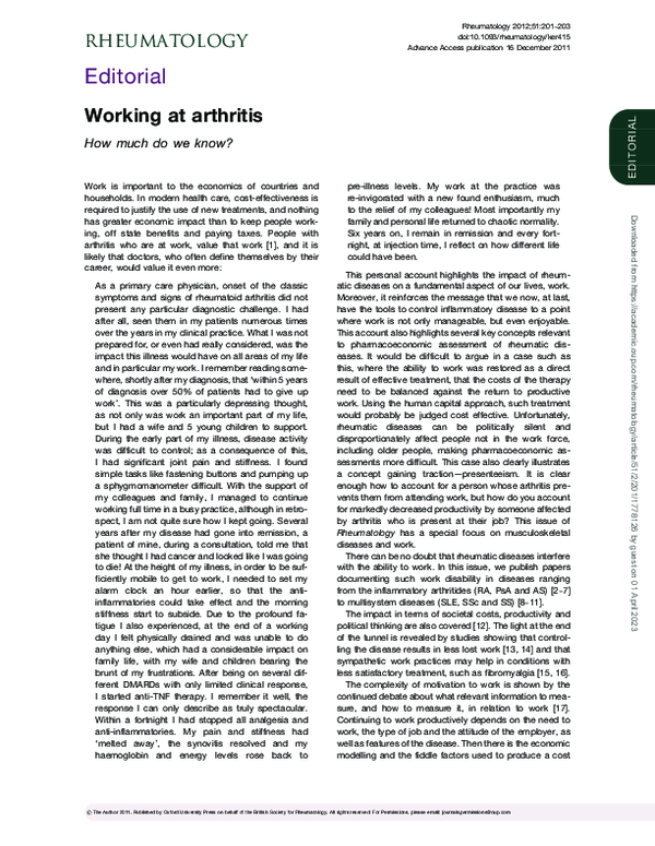 (PDF) Working at arthritis