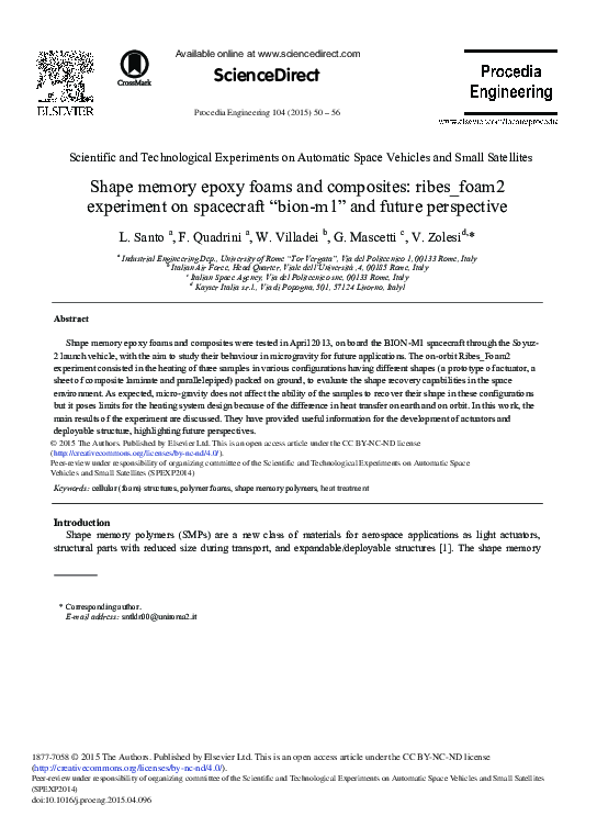 (PDF) Shape Memory Epoxy Foams and Composites: Ribes_foam2 Experiment ...
