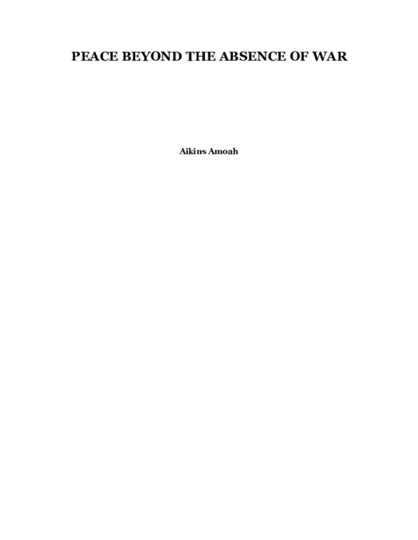 (PDF) PEACE BEYOND THE ABSENCE OF WAR